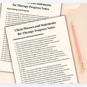 Therapy Progess Phrases and Statements for Session Scripts Therapist ...