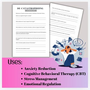 Decatastrophizing Worksheet Catastrophic Thinking CBT Therapist Tool to ...