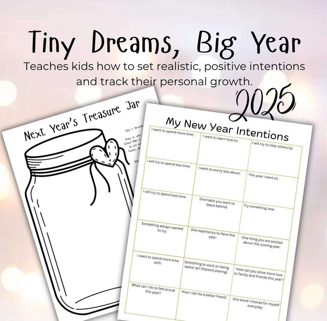 Kids New Year Intentions Worksheet: Treasure Jar Activity (PDF) - Etsy