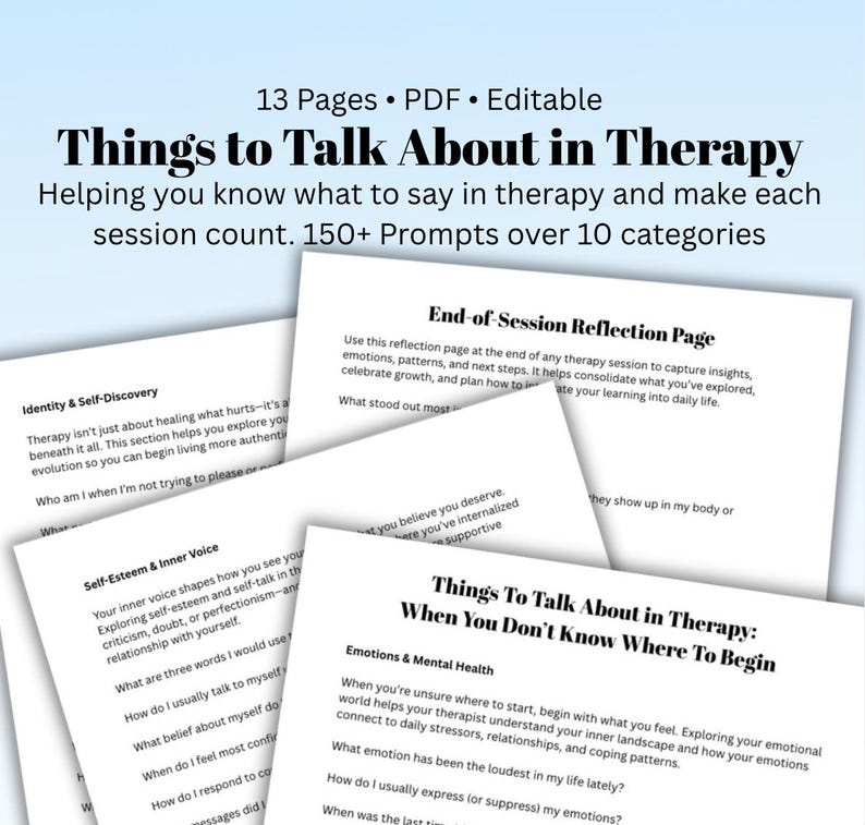 Therapy Session Preparation Things to Talk About 150+ Prompts ...
