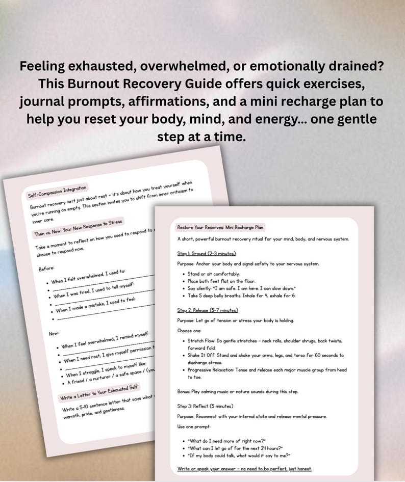 Burnout Recovery Blueprint Self-care Guide With Prompts Affirmations ...