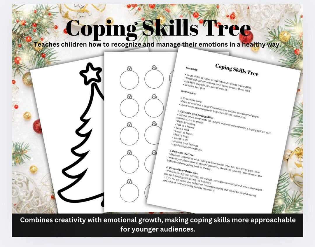 Christmas Coping Skills Tree Activity: Mental Health Worksheet (digital ...