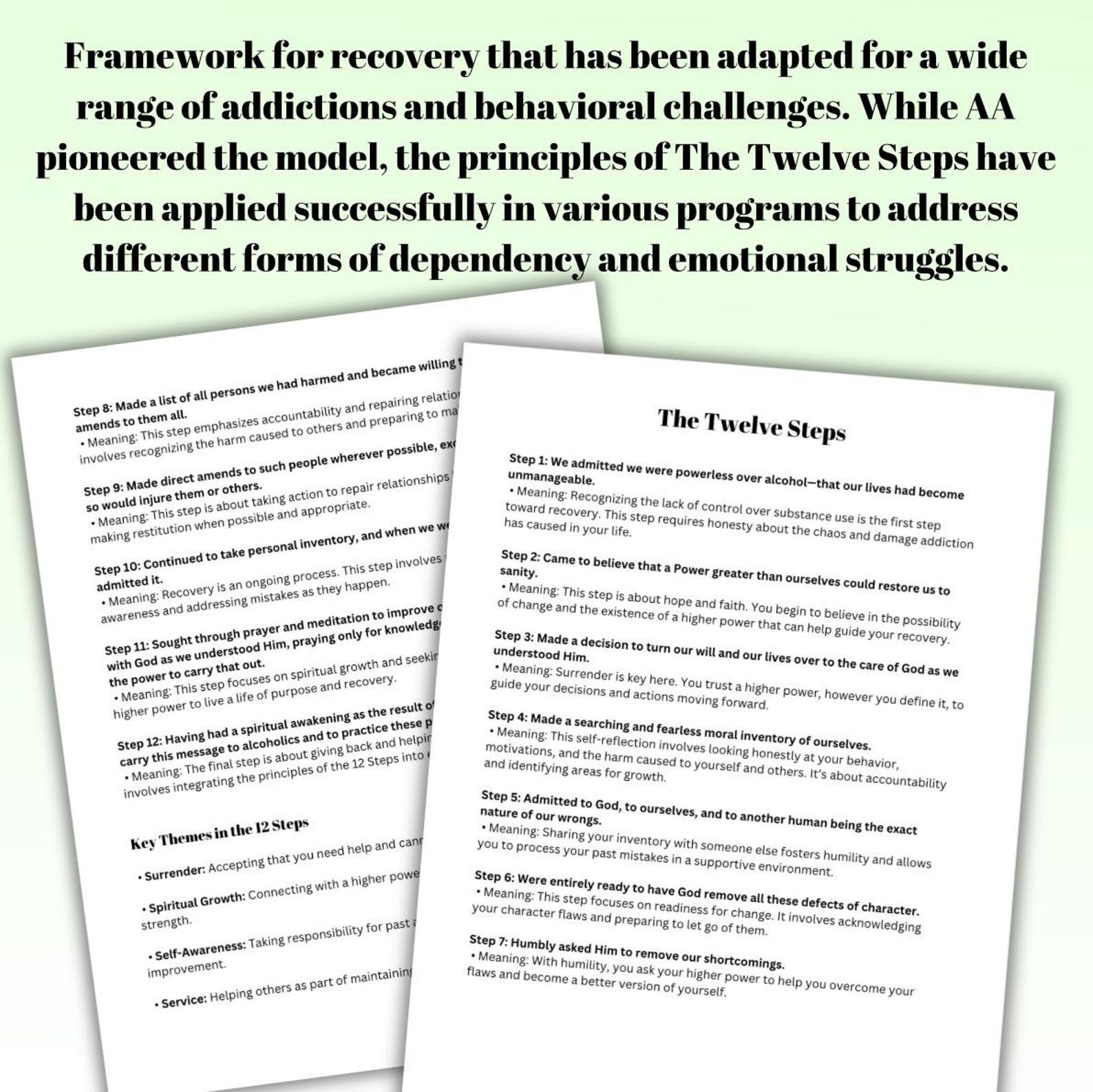 Twelve Steps Recovery Worksheet: Group Discussion & Principles (PDF) - Etsy