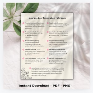 Resolve Frustration Tolerance Building Patience Therapy Handout Daily ...