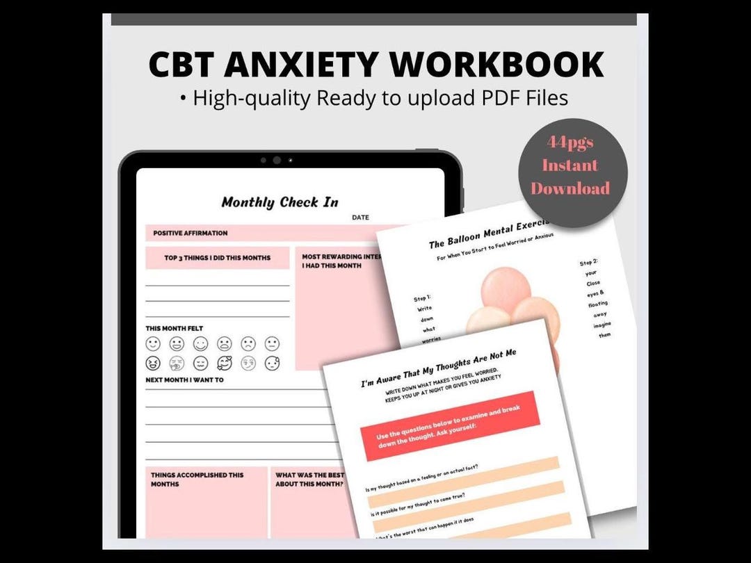CBT Anxiety Workbook CBT Journal Worksheets Therapy Homework Therapy ...