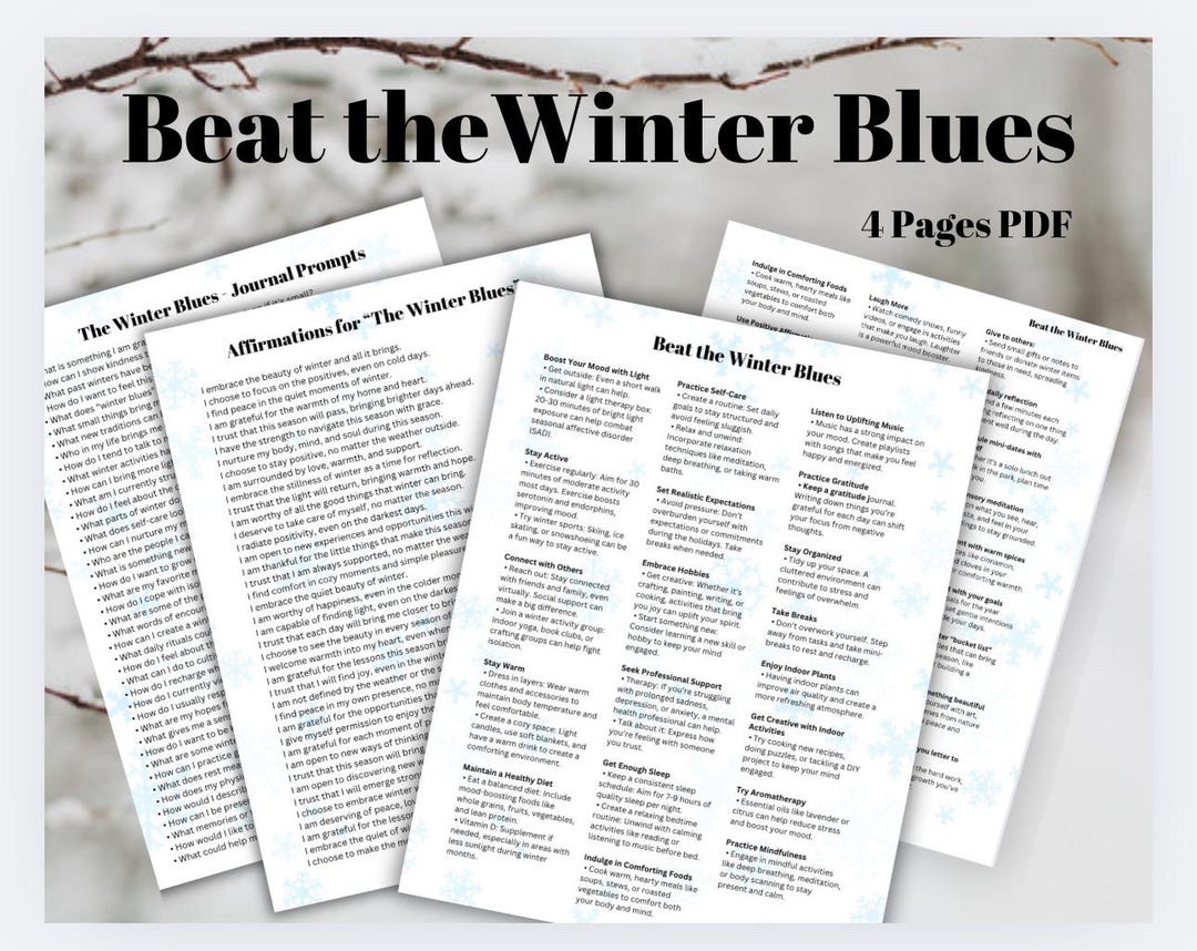 Beat the Winter Blues Cheat Sheet Affimations Journal Prompt Bundle ...