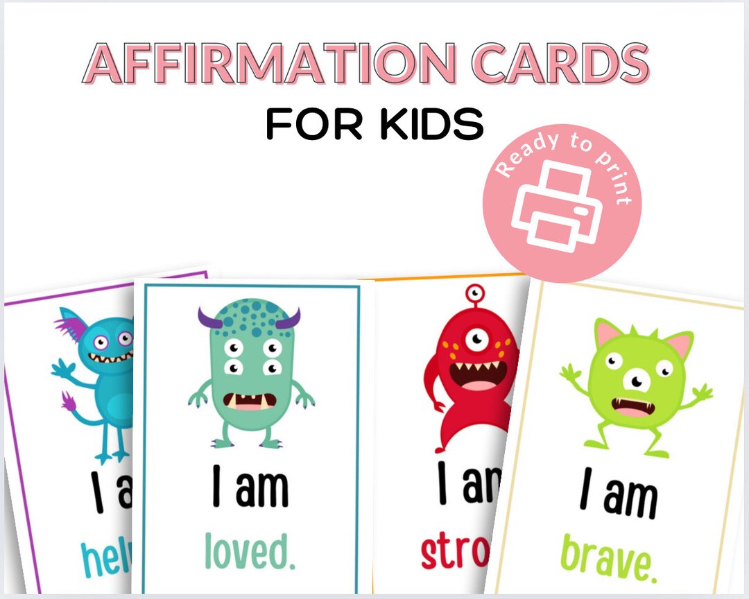 Kids Affirmation Cards Printable Childrens Positivity Flashcards Self ...