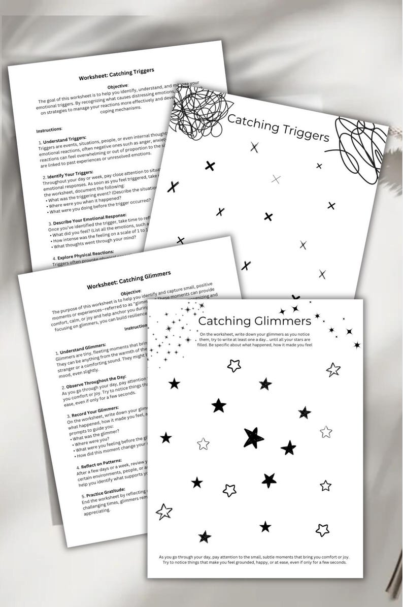 Emotional Regulation Worksheet: Catching Glimmers and Triggers ...