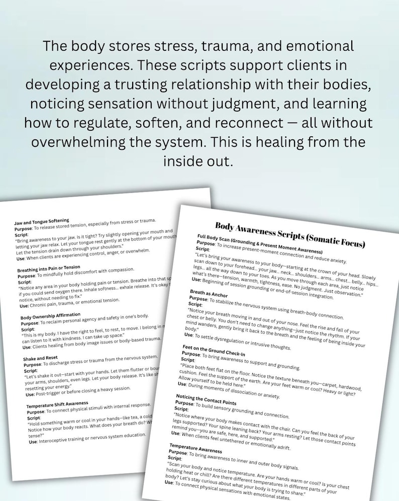Somatic Body Awareness Scripts: Trauma Healing & Mindfulness Prompts ...