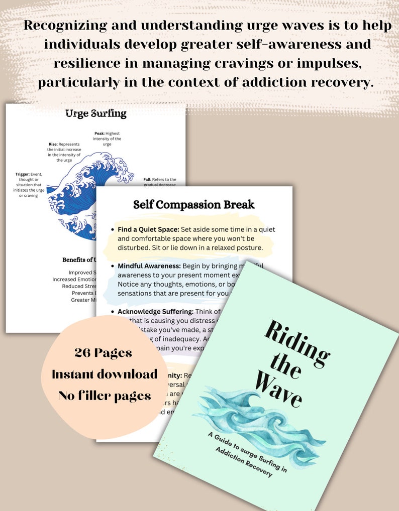 Urge Surfing Worksheets | Relapse Prevention Guide (PDF) - Etsy