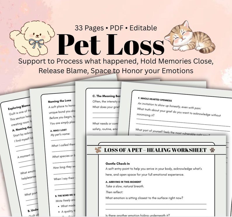 Pet Loss Grief Journal: Healing Workbook & Memory Keepsake (digital ...