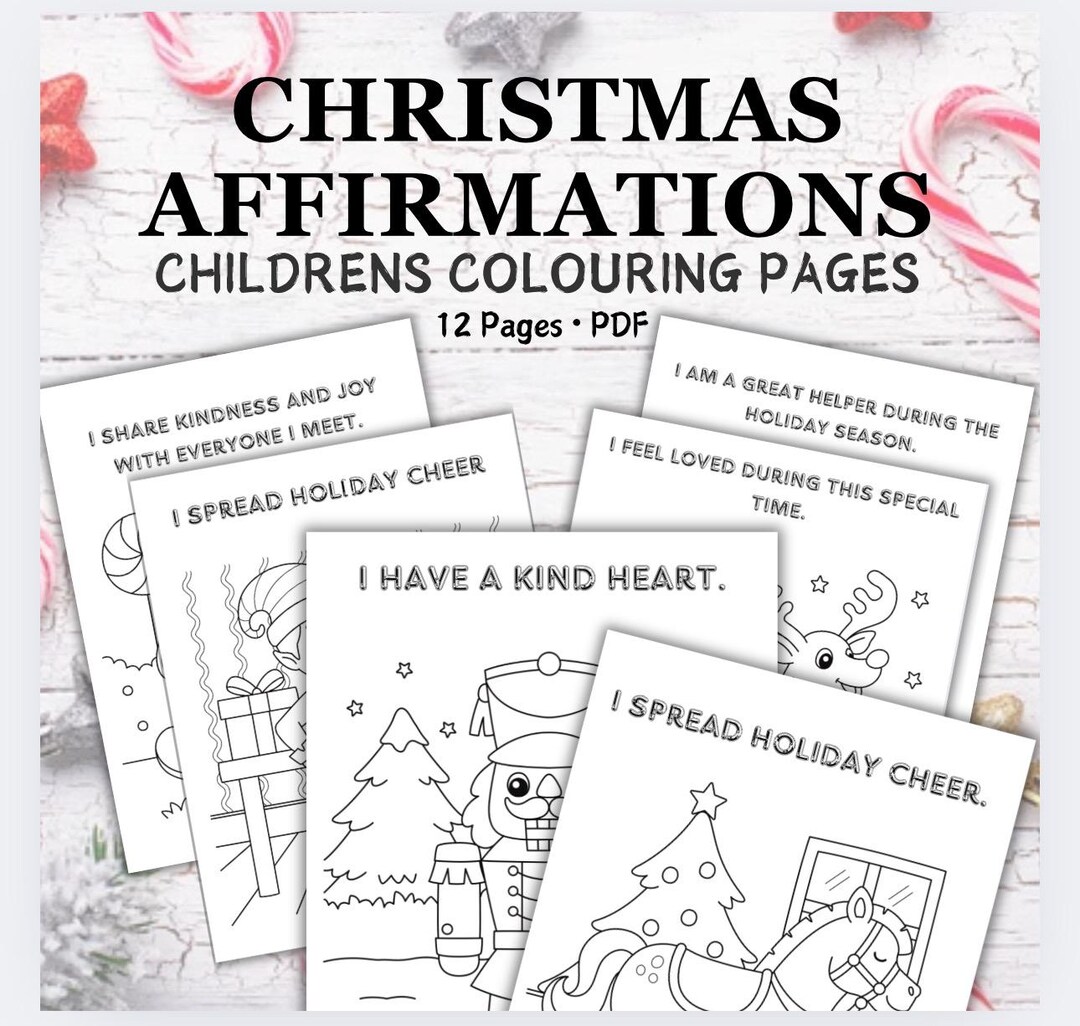Christmas Affirmations Coloring Pages for Kids (PDF) - Etsy
