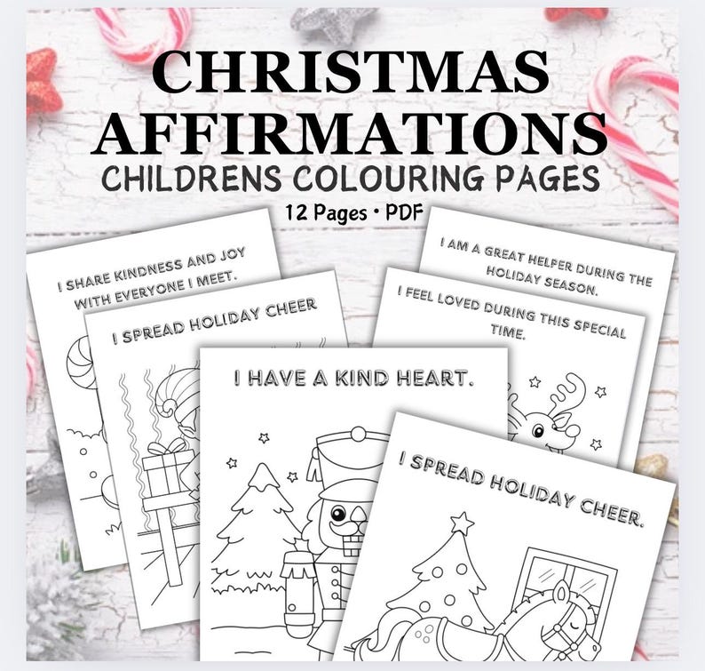 Christmas Coloring Pages Kids Holiday Activity Affirmations Christmas ...