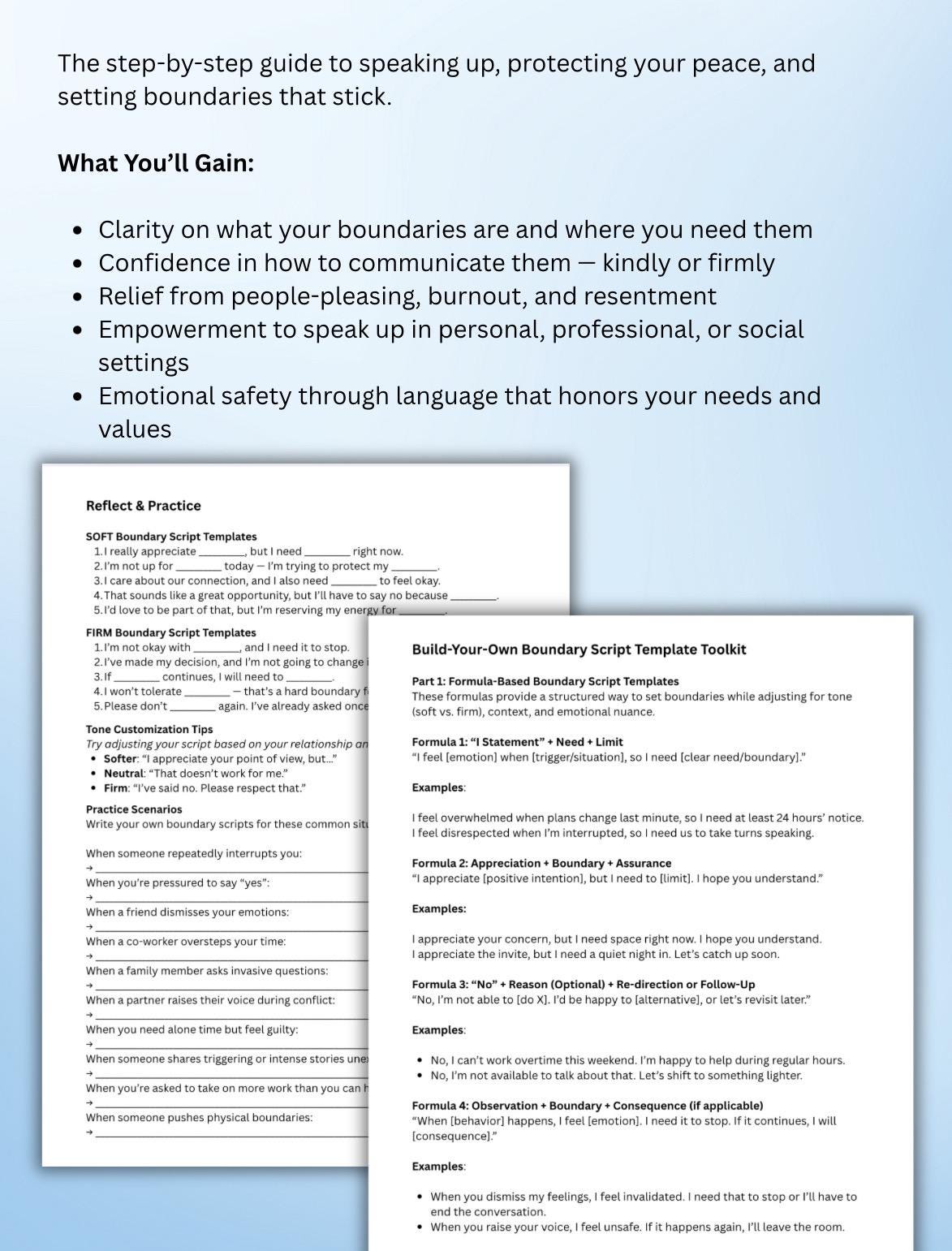 Boundary Scripts Soft & Firm Templates Practice Worksheets Script ...