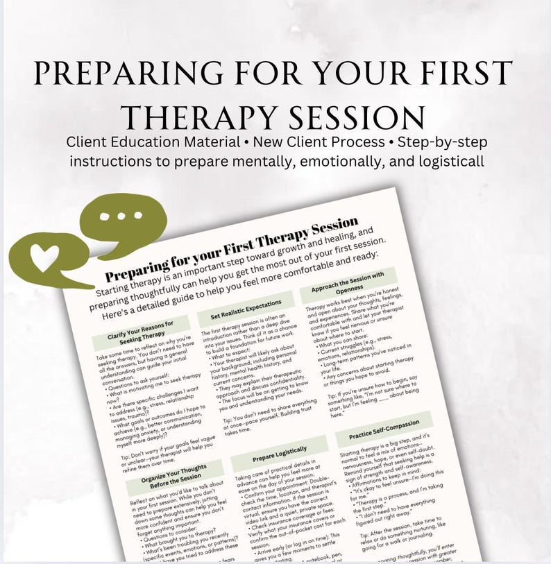 First Therapy Session Prep Guide: Client Resource (digital Download) - Etsy