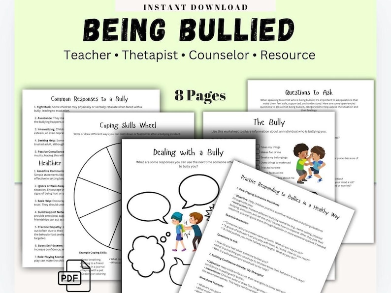 Anti-bullying Workbook for Kids: Coping Skills, Therapy Resource (PDF ...