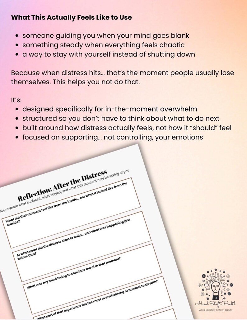 Distress Tolerance Worksheet for Anxiety & Emotional Overwhelm In-the ...