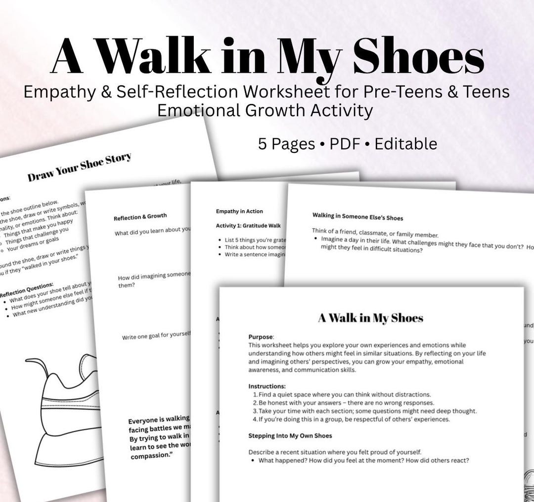 Empathy Worksheet for Teens: Self-reflection & Emotional Growth (PDF ...