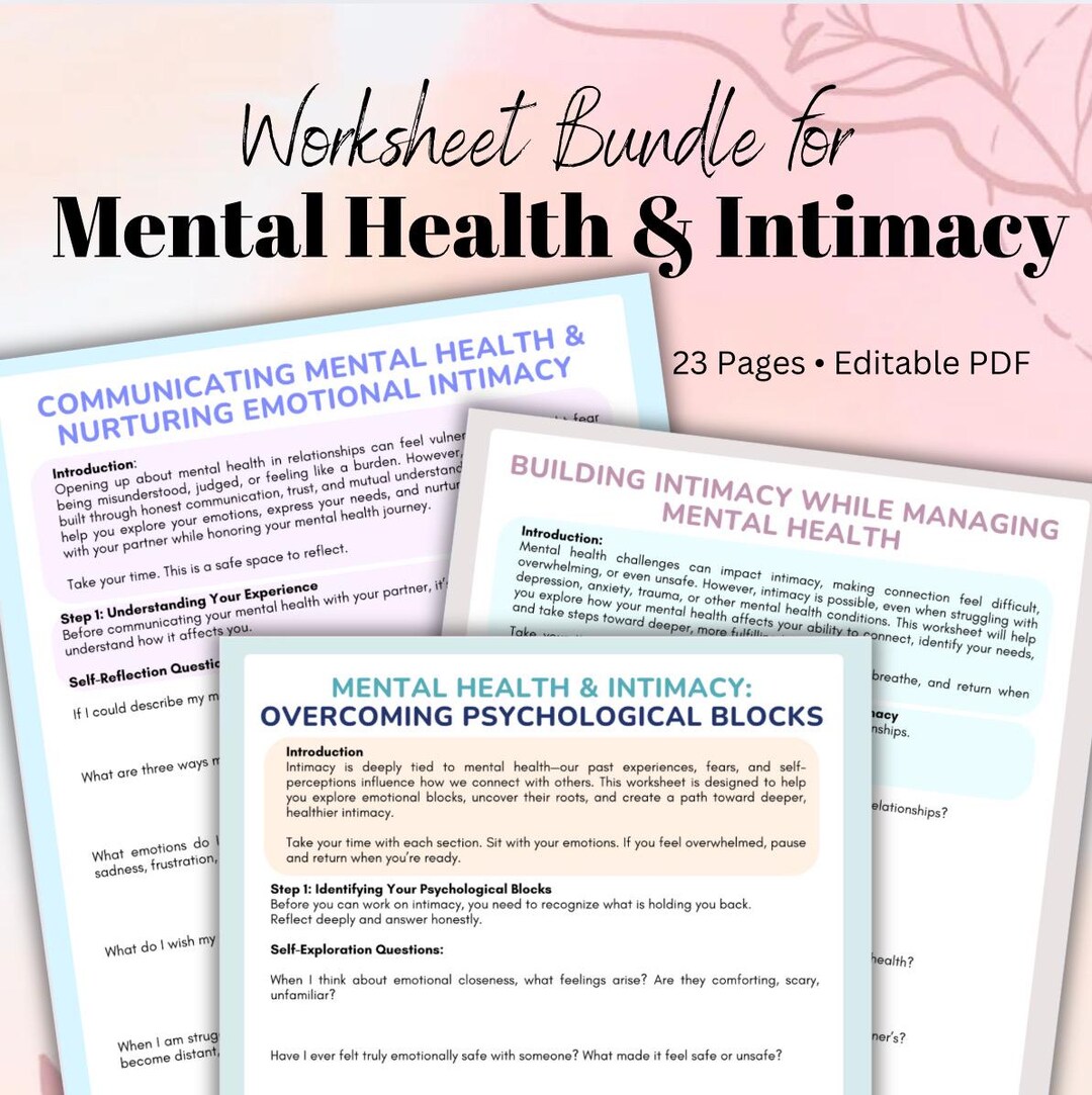 Intimacy and Mental Health Worksheet Bundle Strengthening Relationships ...