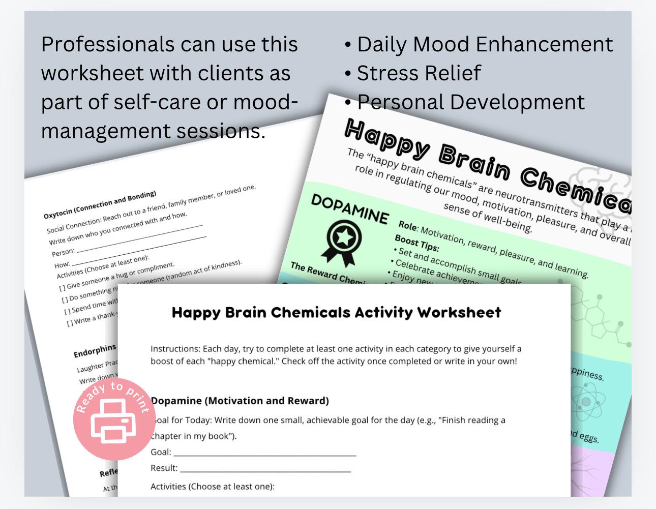 Happy Brain Chemicals Worksheet, Mood Boosters (PDF) - Etsy