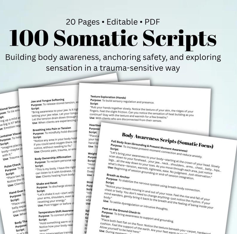 Somatic Body Awareness Scripts: Trauma Healing & Mindfulness Prompts ...