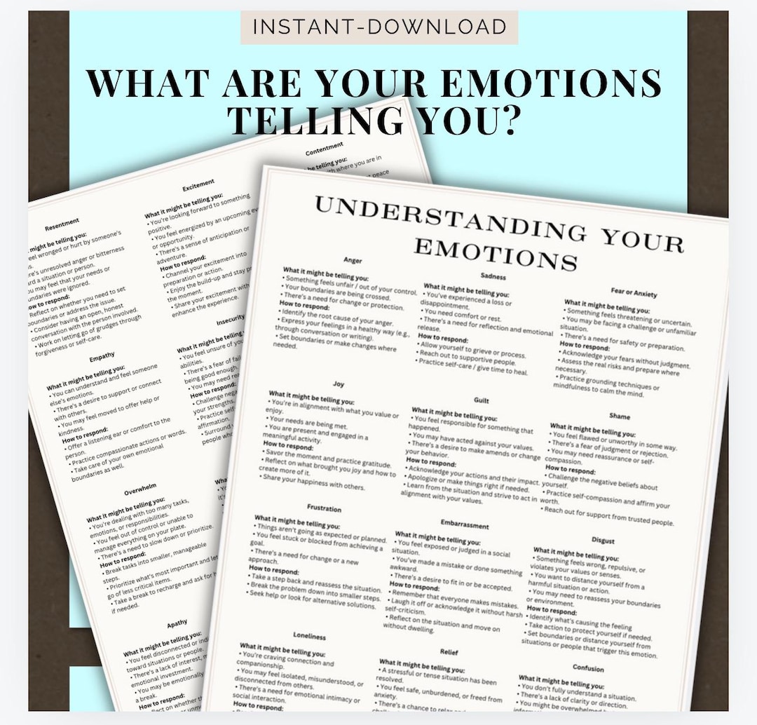 Understanding Your Emotions Are Telling You Therapy Reference Handout ...