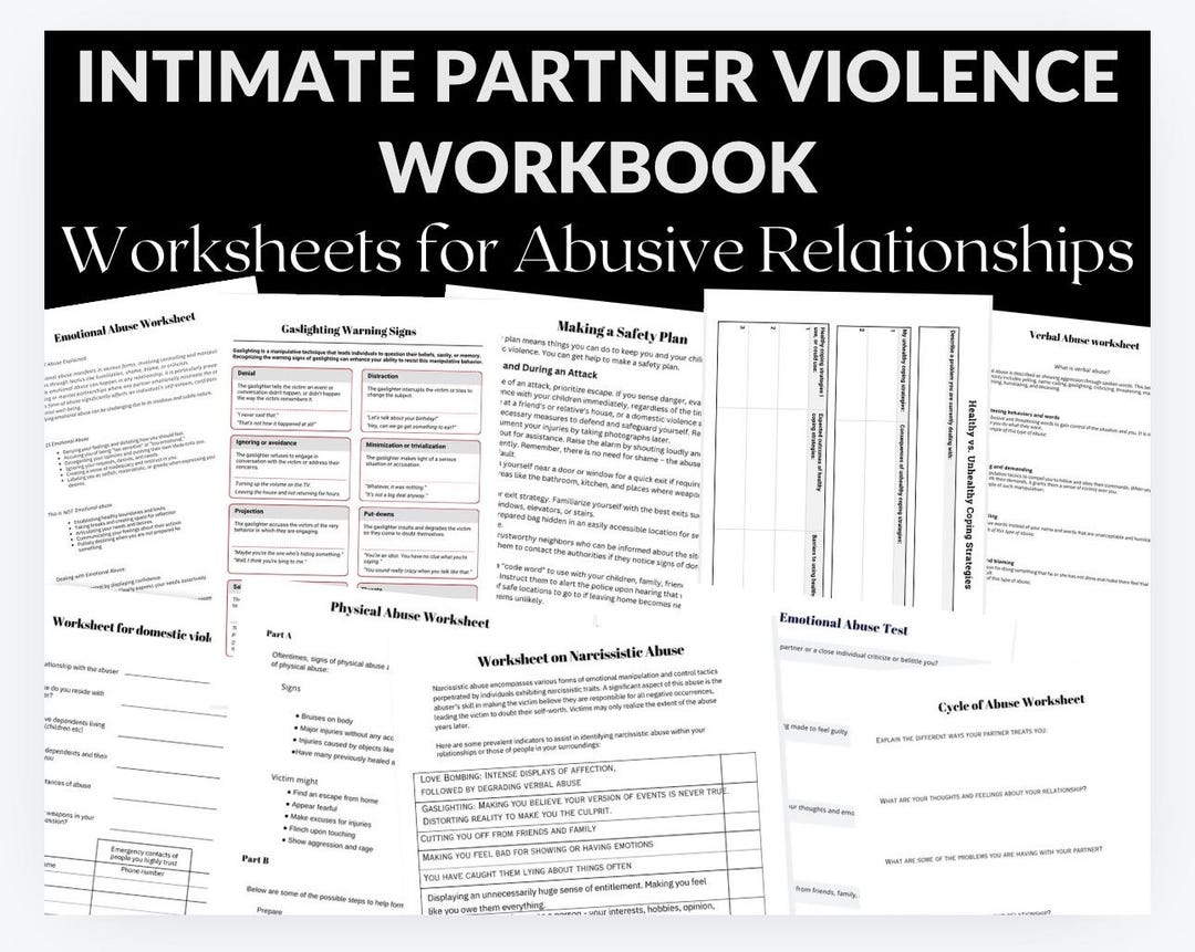 Intimate Partner Violence Workbook Domestic Violence Worksheets Abusive ...