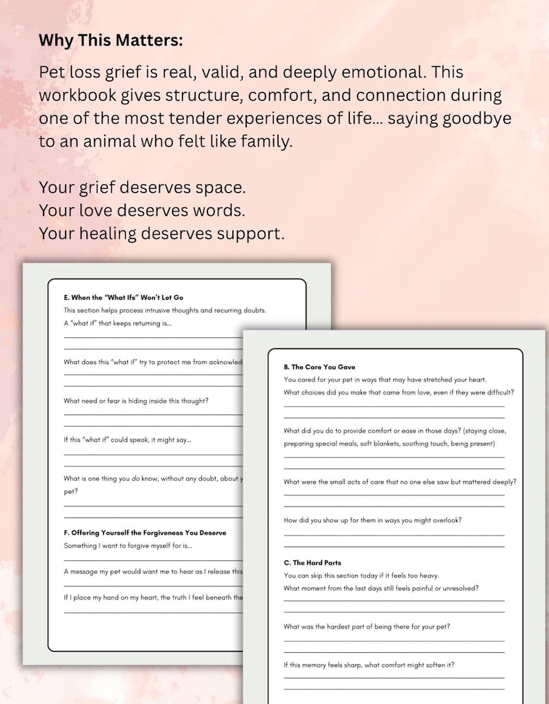 Pet Loss Grief Journal: Healing Workbook & Memory Keepsake (digital ...