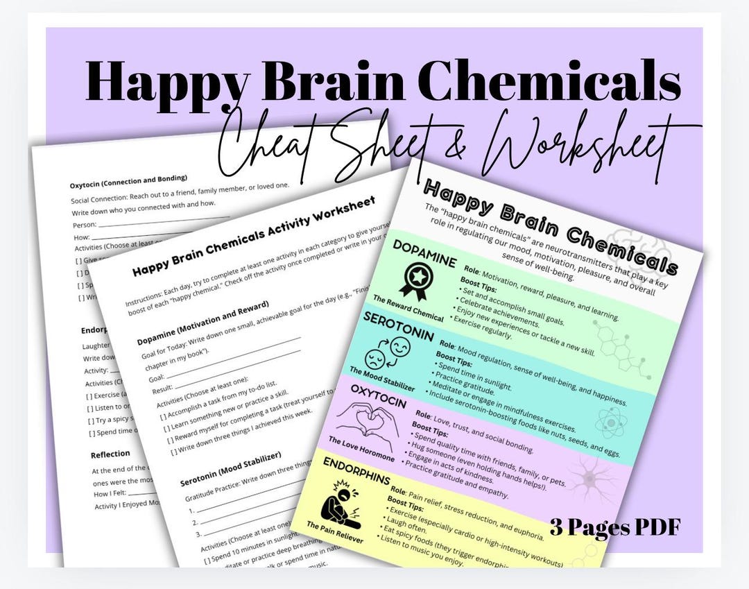Happy Brain Chemicals Worksheet, Mood Boosters (PDF) - Etsy