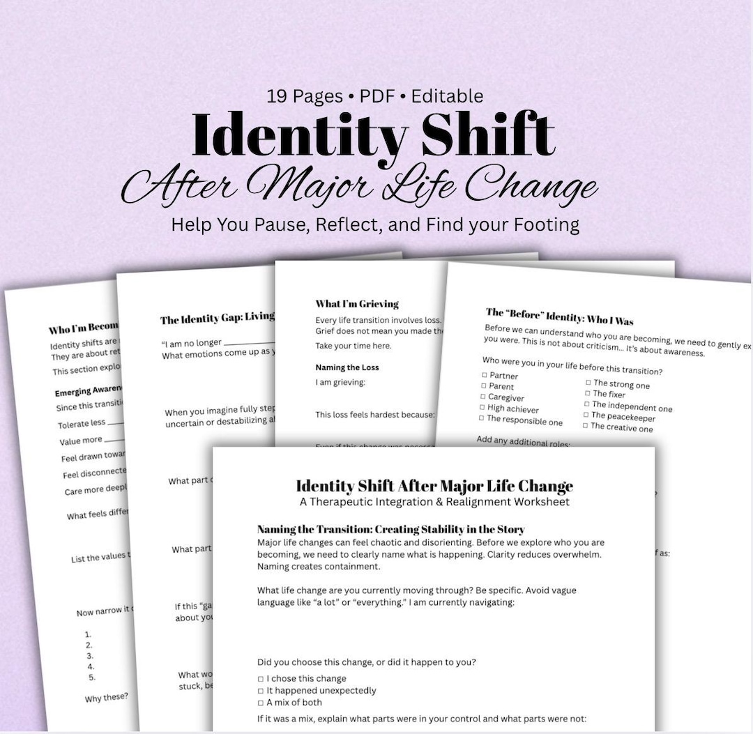Identity Shift Workbook, Life Changes Journal, Self-discovery (PDF ...