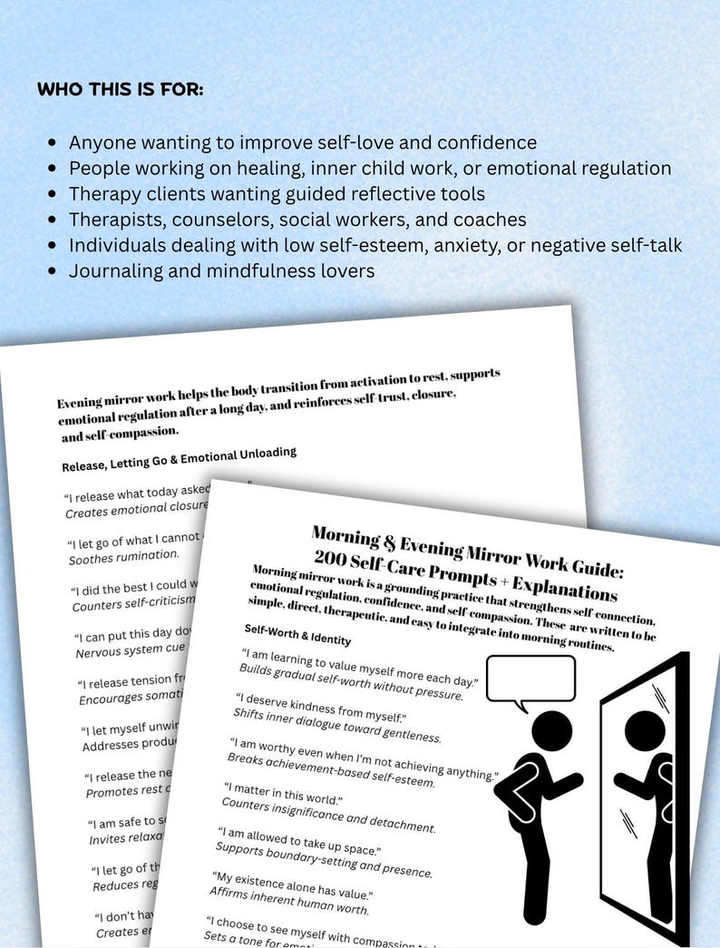 Mirror Work Bundle Digital Self-care Therapist Pack Affirmations, Self ...
