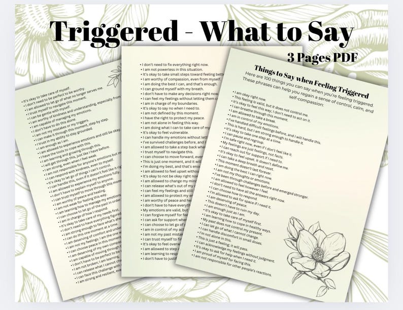 Trigger Responses What to Say When Triggered Mental Health Toolkit ...