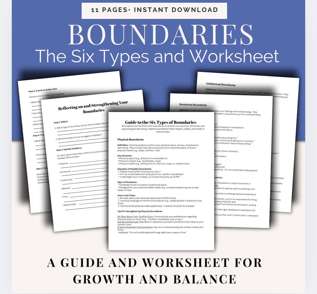 Healthy Boundaries Worksheet: Therapy Tool for Relationships (PDF) - Etsy