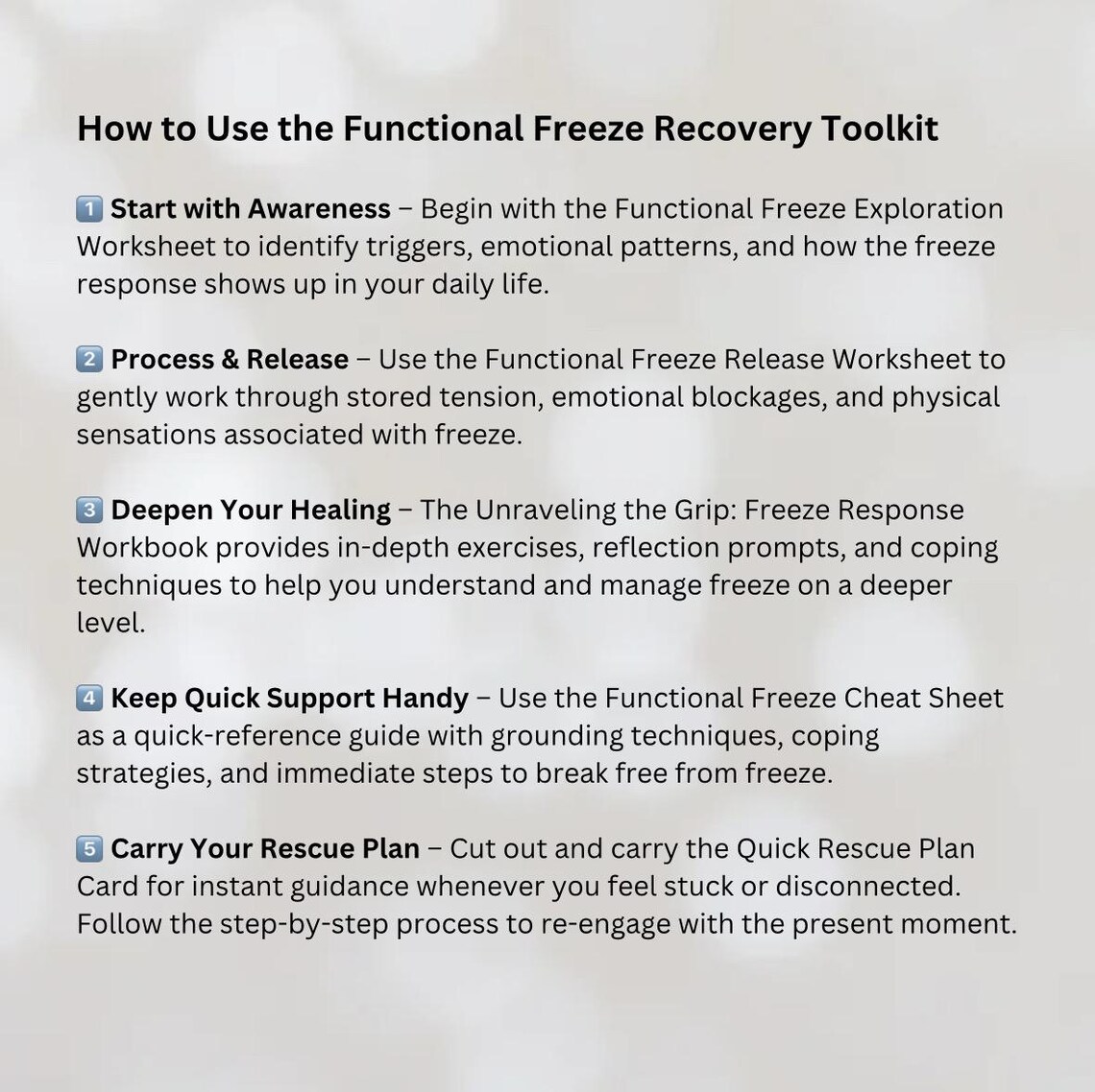 Freeze Response Recovery Toolkit, Trauma Healing Worksheets (digital ...