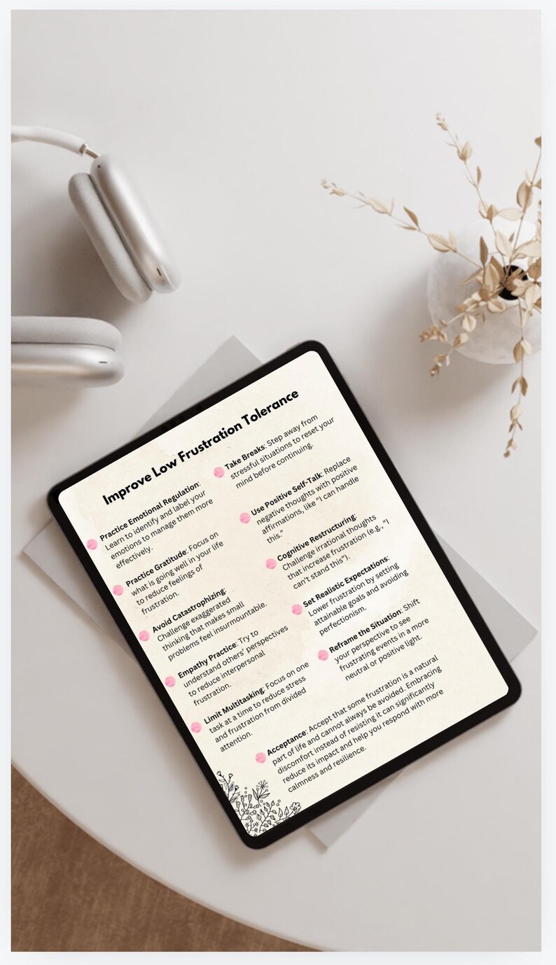 Resolve Frustration Tolerance Building Patience Therapy Handout Daily ...