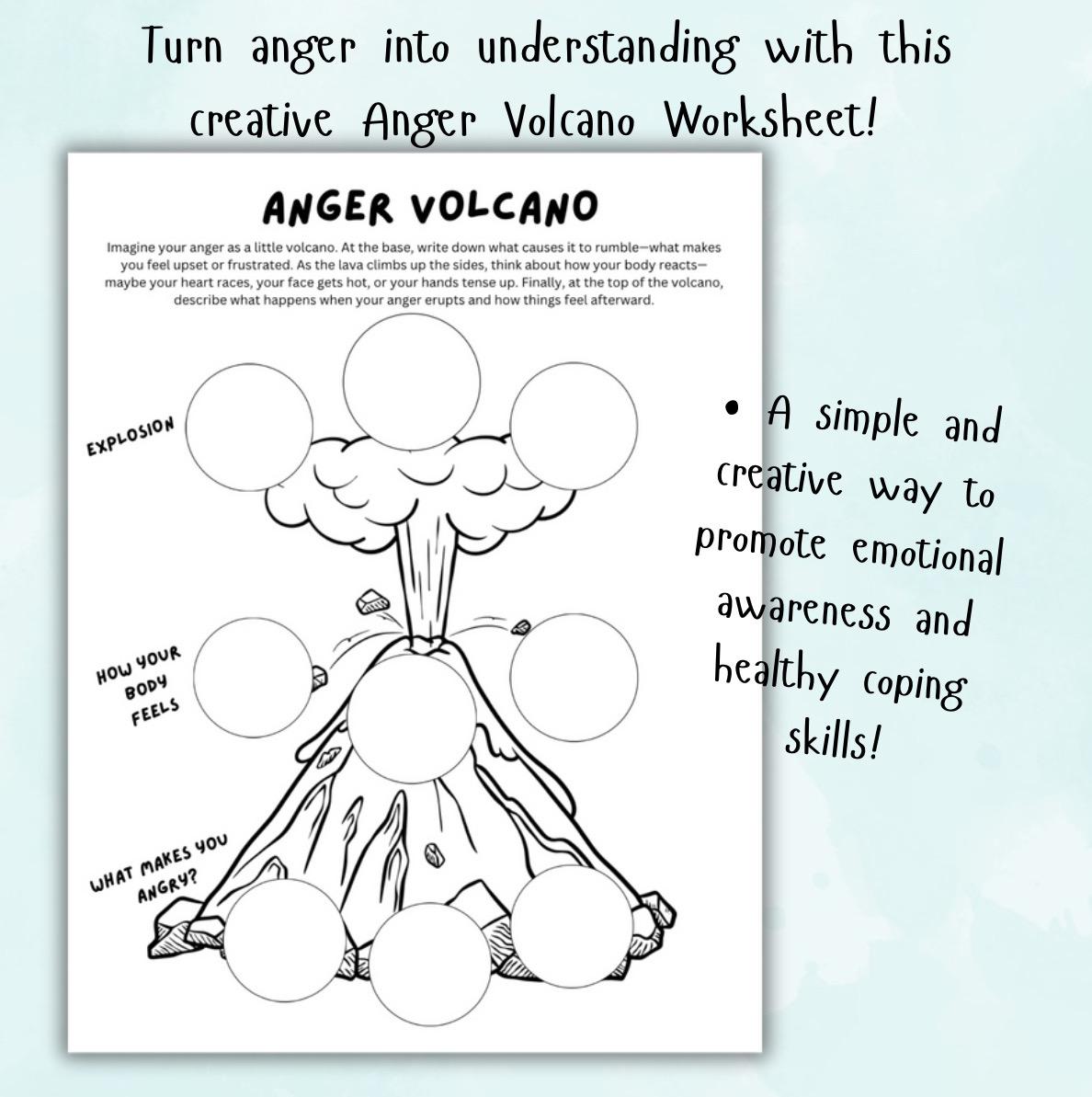 Anger Volcano Activity Sheet Understanding Anger Printable Volcano ...