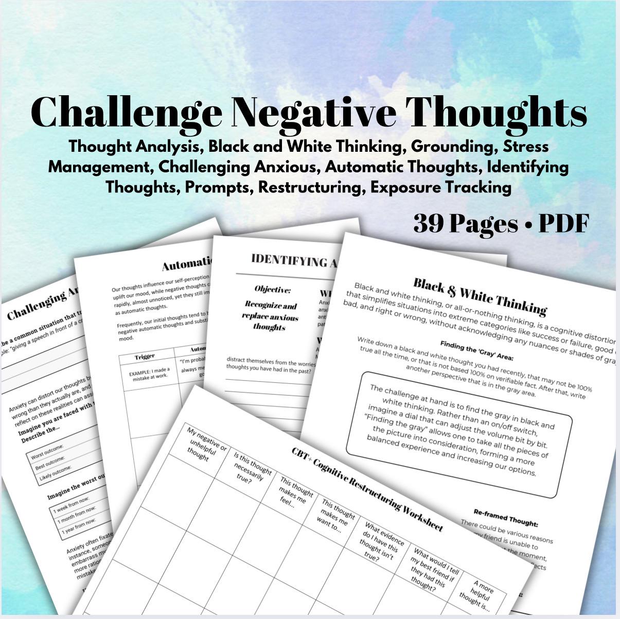 Challenging Negative Thoughts Worksheets Restructuring Your Mindset ...