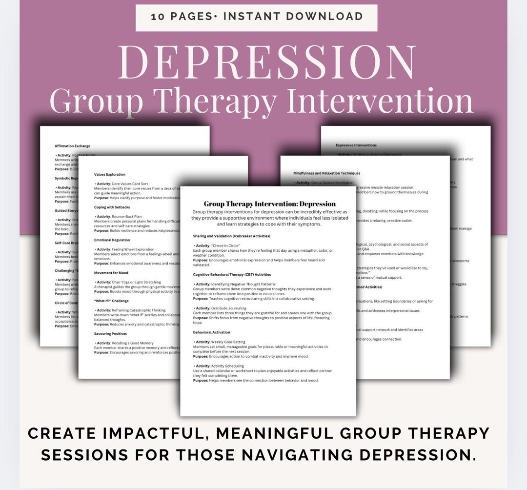 Mental Health Activities for Depression Support Group Therapy ...