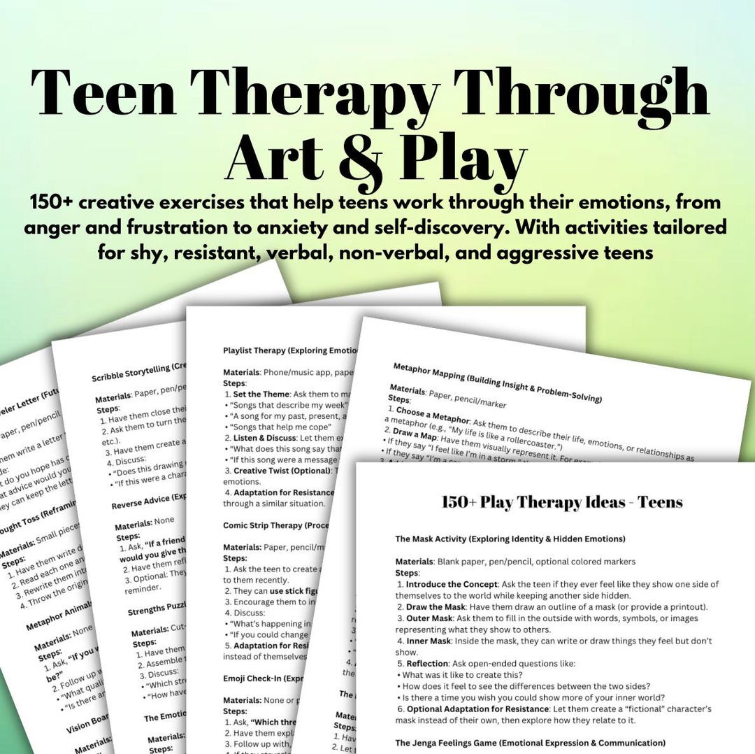 Teen Therapy Art and Play Therapy Ideas for Teens Session Planning ...