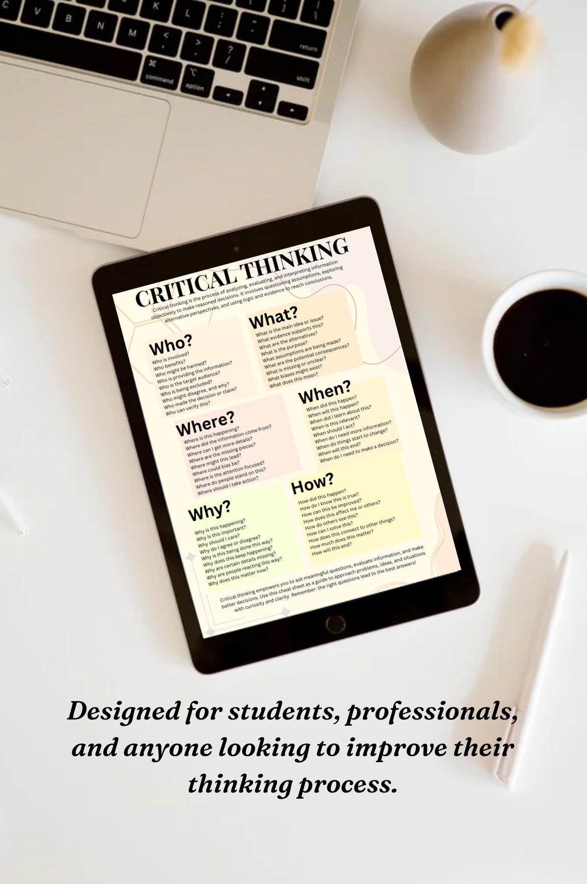 Critical Thinking Cheat Sheet Life Skills Social Learning - Etsy