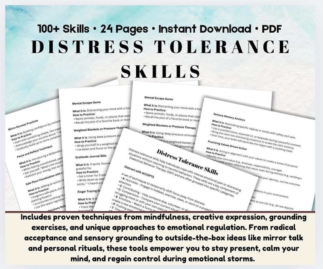 Distress Tolerance Skills Guide Self Soothing Techniques Coping Skills ...