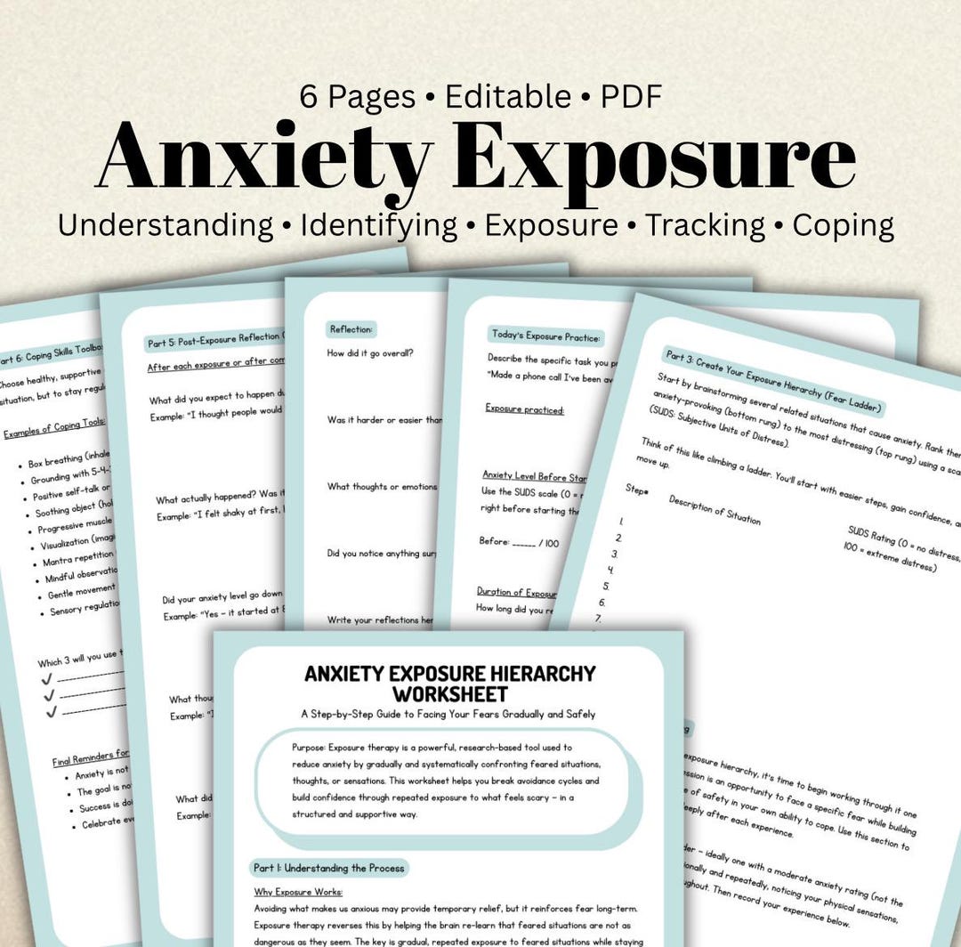 Anxiety Exposure Hierarchy Worksheet Behavioral Therapy Tool Step by ...