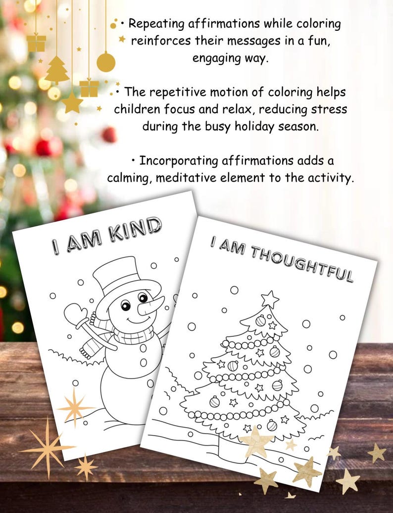 Christmas Coloring Pages Kids Holiday Activity Affirmations Christmas ...