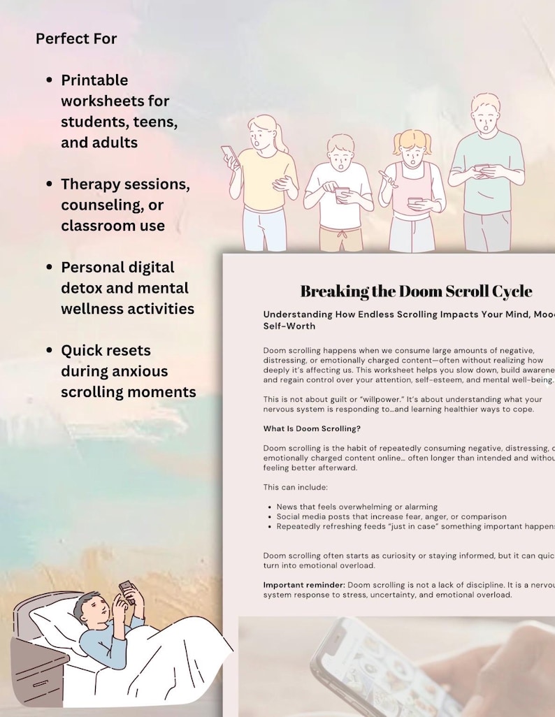 Doom Scrolling Worksheet | Anxiety & Digital Detox (PDF) - Etsy