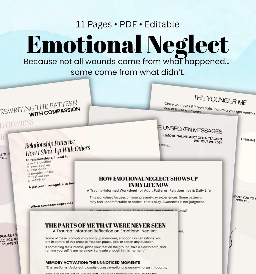 Emotional Neglect Bundle, Inner Child Healing Workbook, Trauma-informed ...