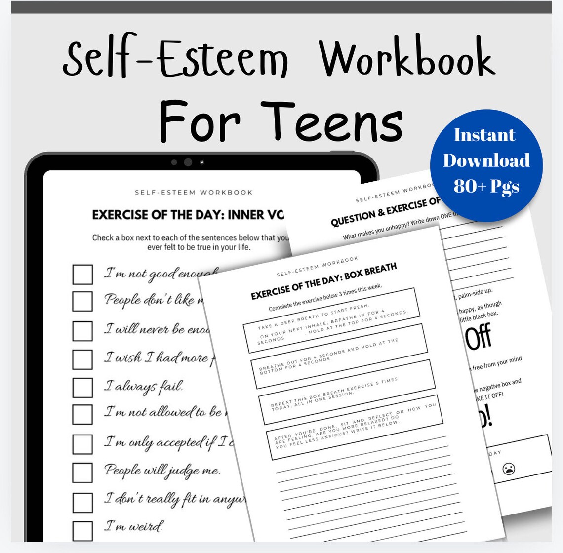 Teen Self-esteem Workbook: Therapy Worksheets for Confidence (PDF) - Etsy