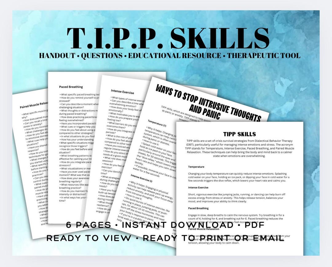 DBT Coping Skills TIPP Emotional Regulation DBT Distress Tolerance ...