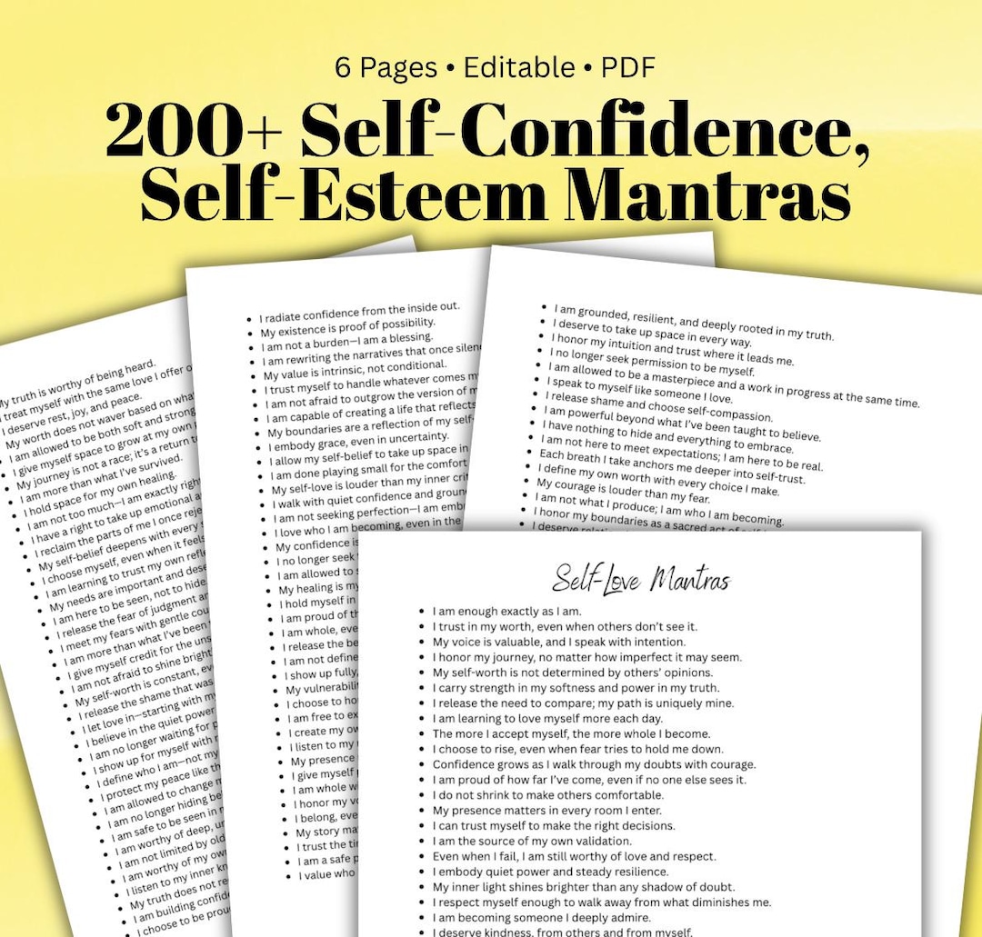 Self-confidence Self-esteem Mantras Daily Affirmations for Inner ...
