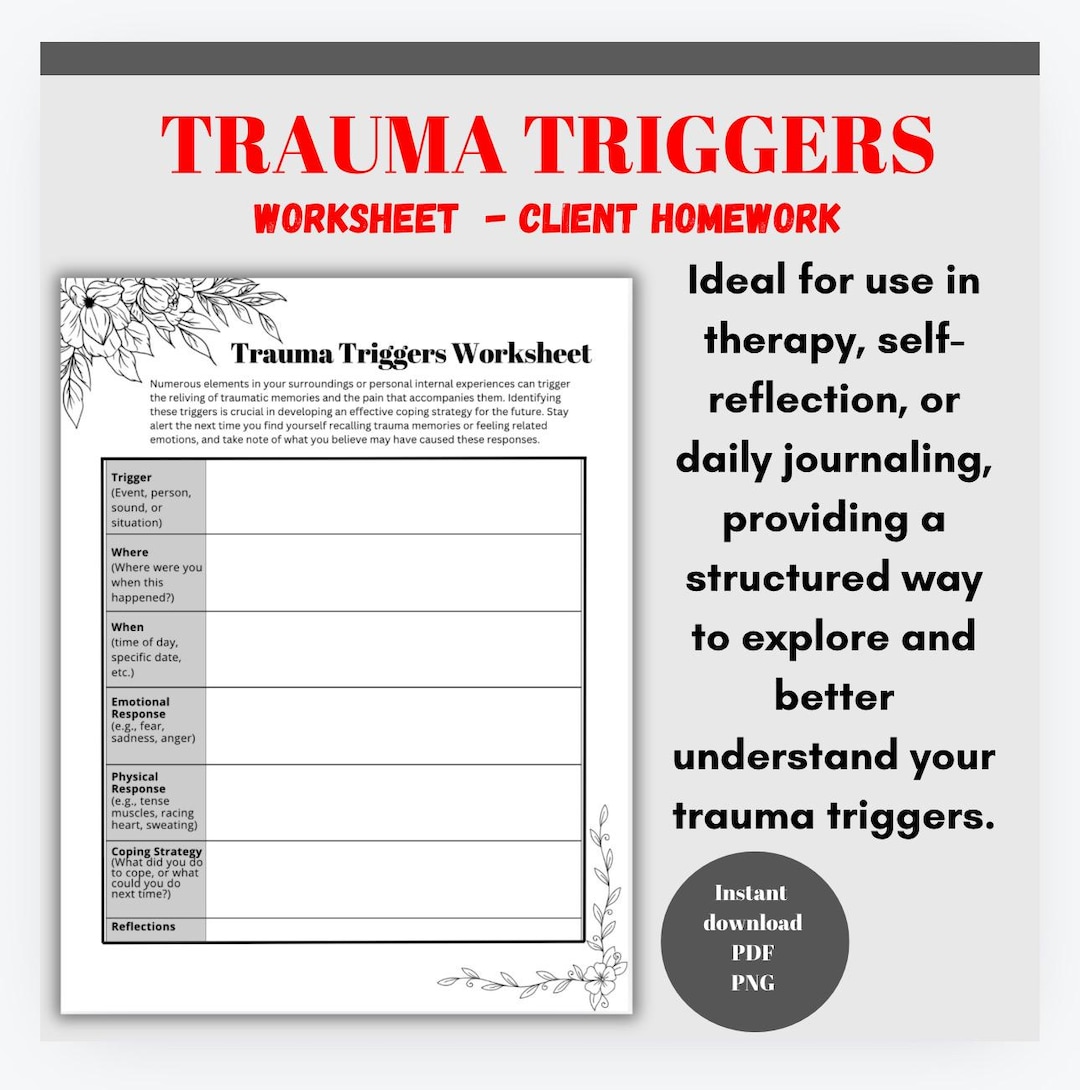 Trauma Triggers Therapy Worksheet Clinical Tools Reference Guide Fight ...