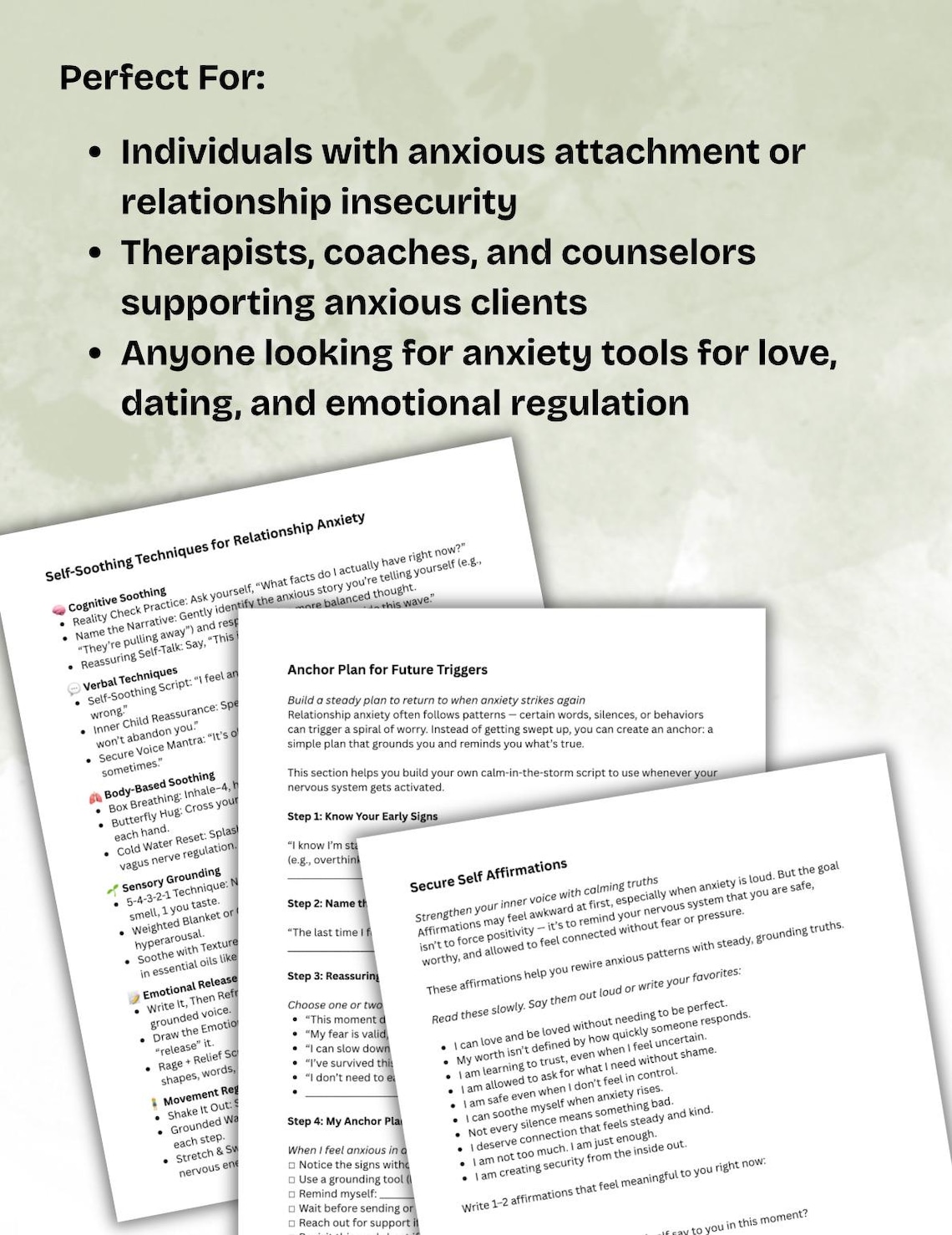 Relationship Anxiety Workbook Printable Therapy Worksheets for ...
